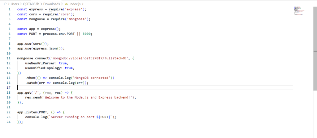 Full-Stack Application with Node.js, Express, and React